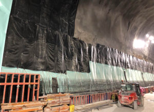 Void forma, waterproofing membrane and steel work for concrete casing ...